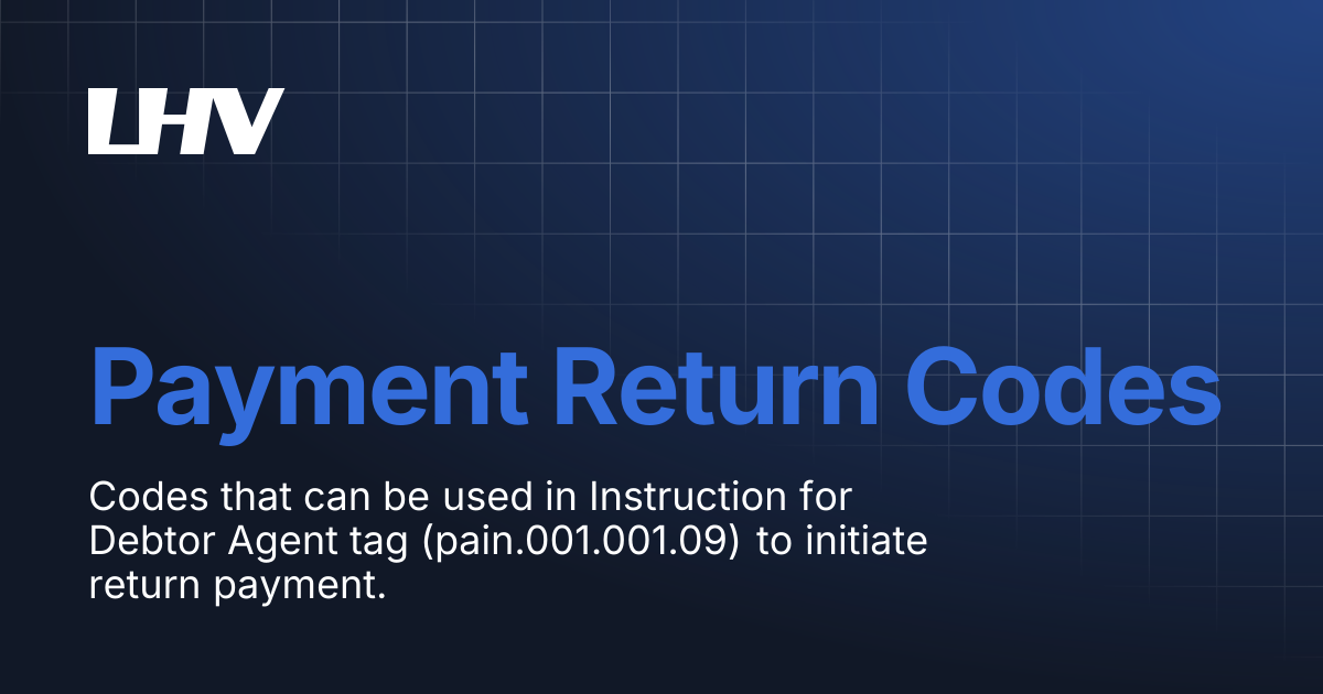 Payment Return Codes | Connect | Documentation for LHV CONNECT